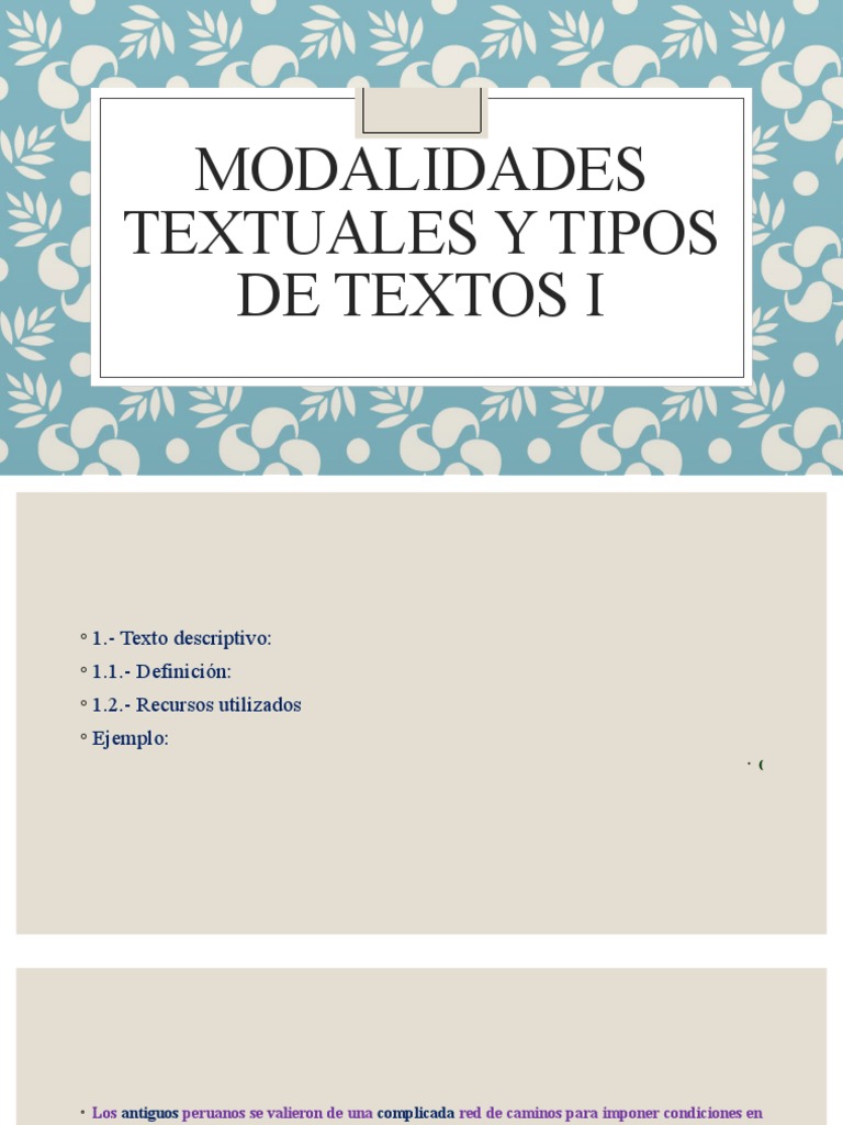 Modalidades Textuales I | PDF | Imperio Inca | Perú