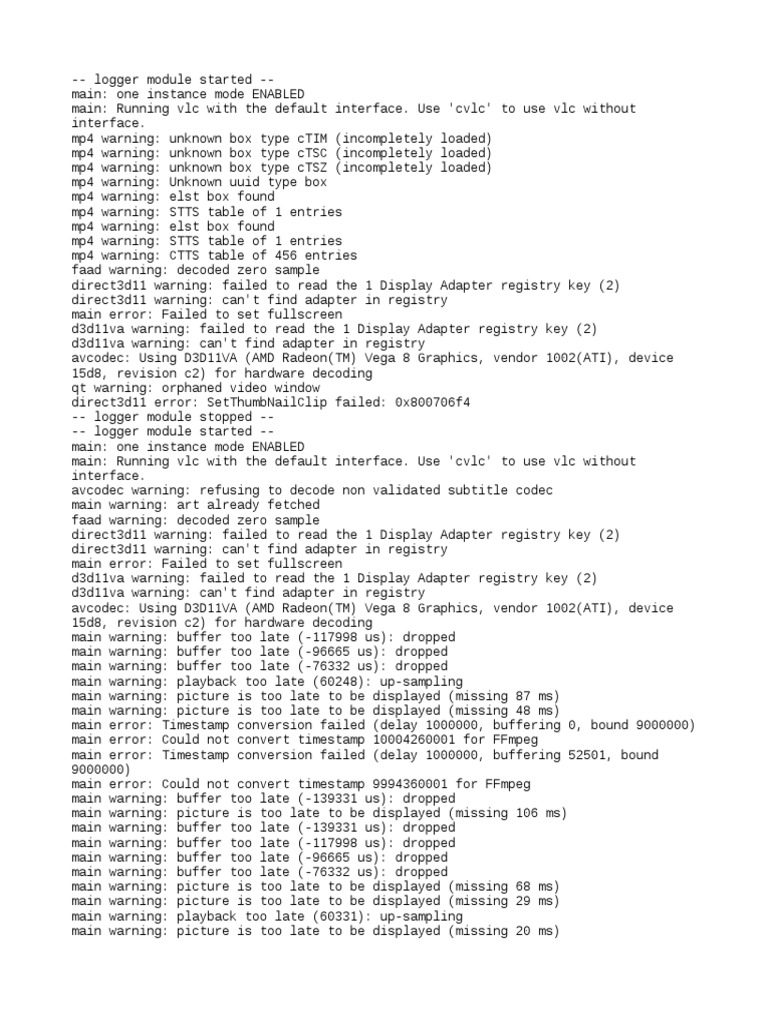 VLC Log | PDF | Advanced Micro Devices | Computer Science