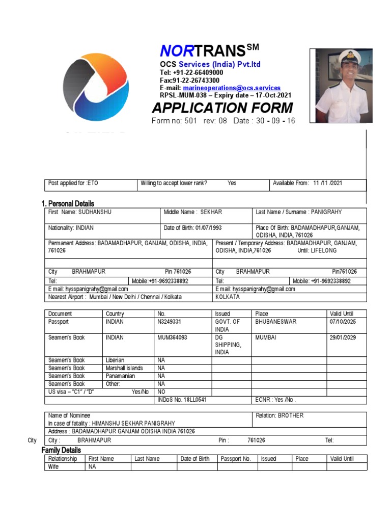 Application for ETO Position at Nortrans | PDF | Oil Tanker | Freight ...