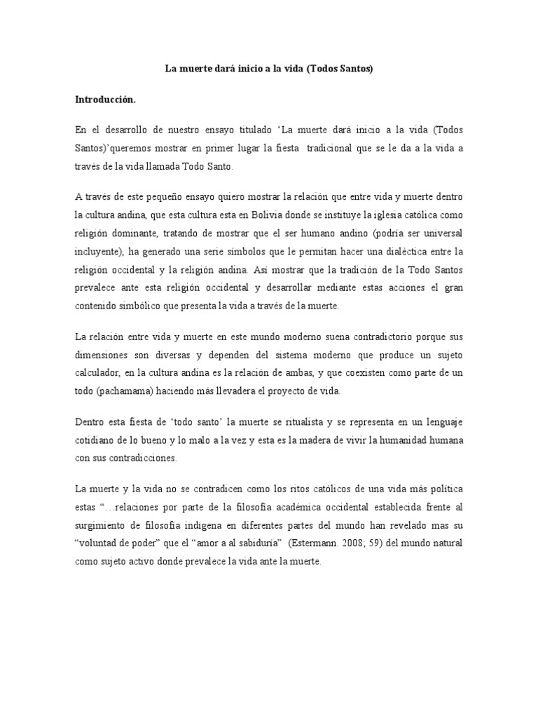 La Tradición de Todos Santos en Bolivia | PDF | Iglesia Católica | Muerte