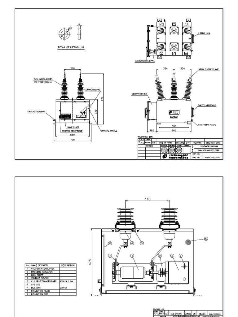 24kv Gas Recloser Drawing | PDF
