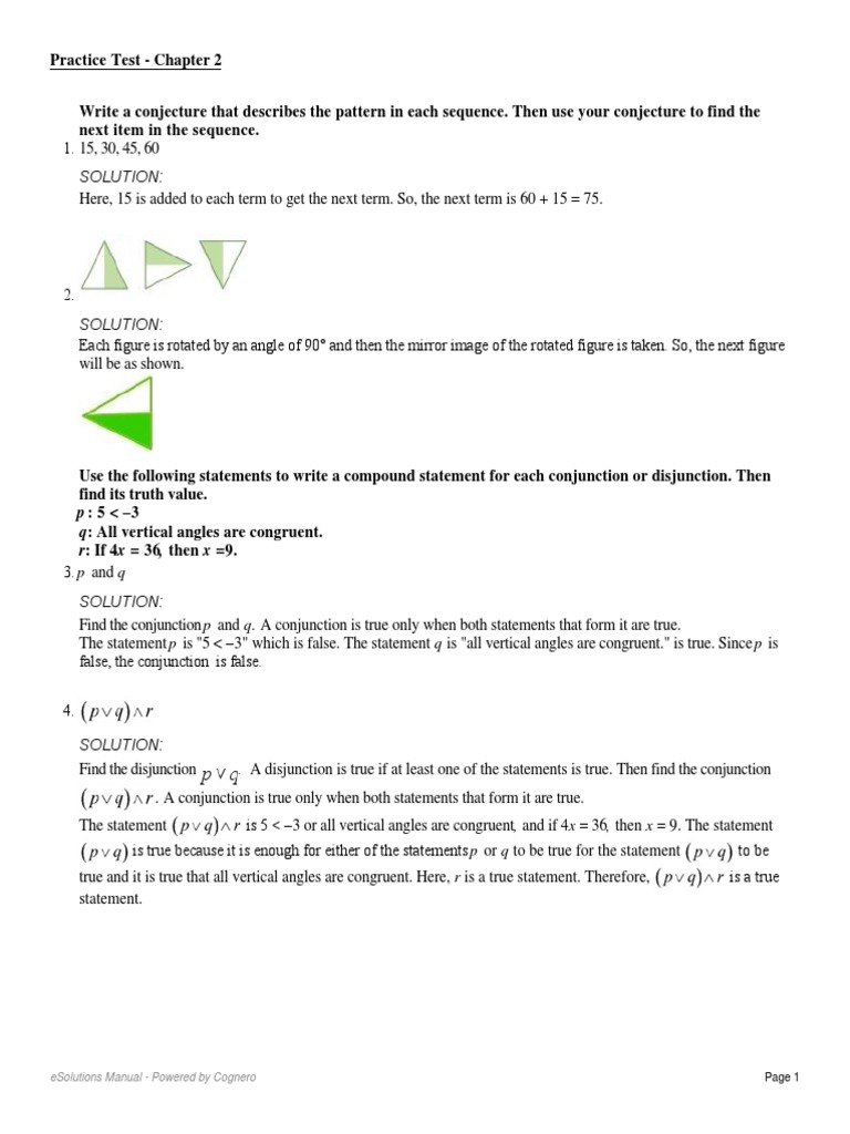 Practice Test - Chapter 2: Analyzing Geometry Concepts and Proofs | PDF ...