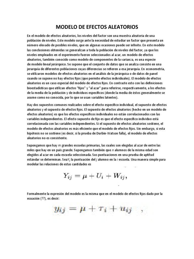 Modelo de Efectos Aleatorios | PDF | Modelo de efectos aleatorios | Estadísticas