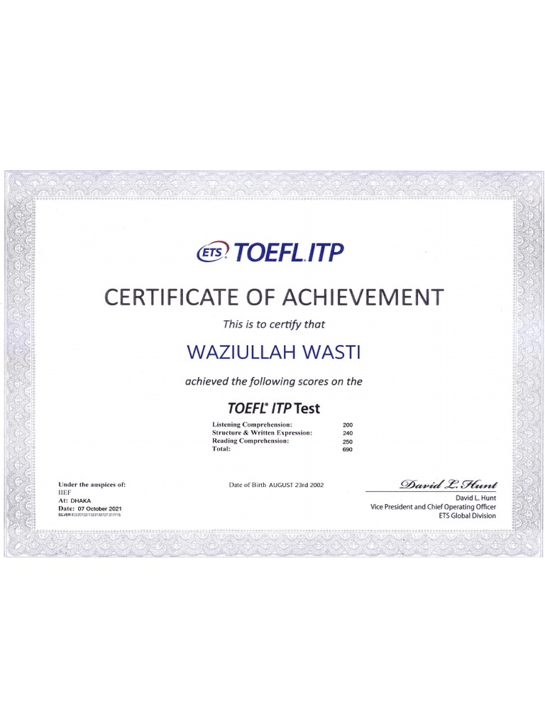 Sertifikat Toefl | PDF