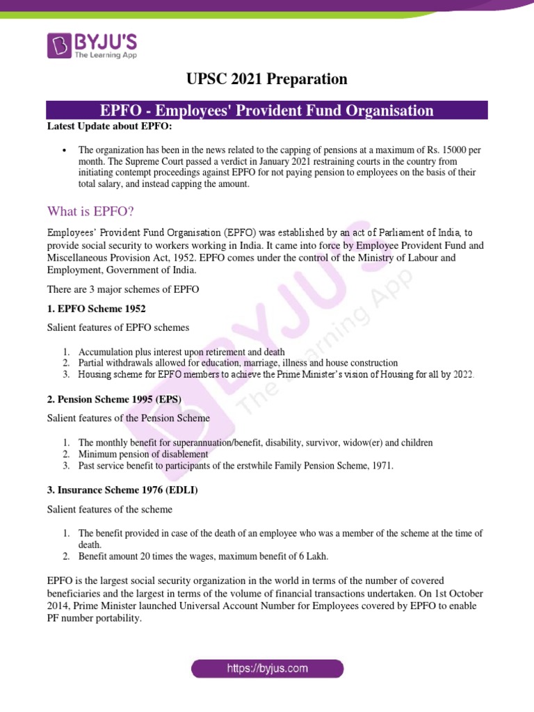 Epfo Upsc Notes | PDF | Economies | Demographic Economics