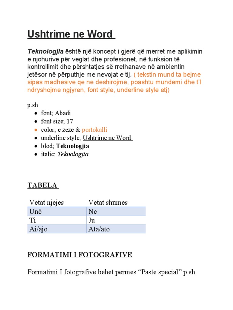 Ushtrime Ne Word: Teknologjia Është Një Koncept I Gjerë Që Merret Me Aplikimin | PDF