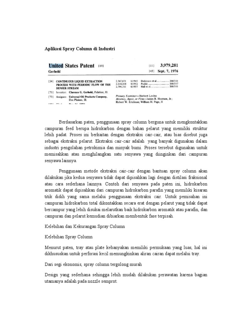 Aplikasi Spray Column Di Industri | PDF