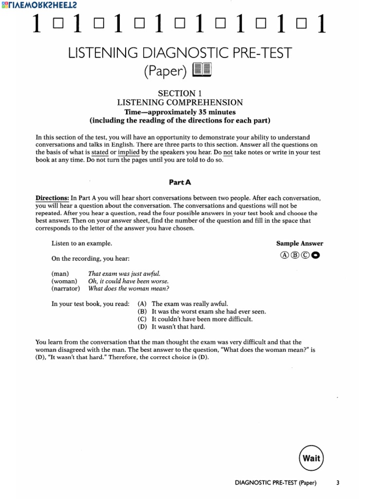 Diagnostic Toefl Itp - Listening | PDF