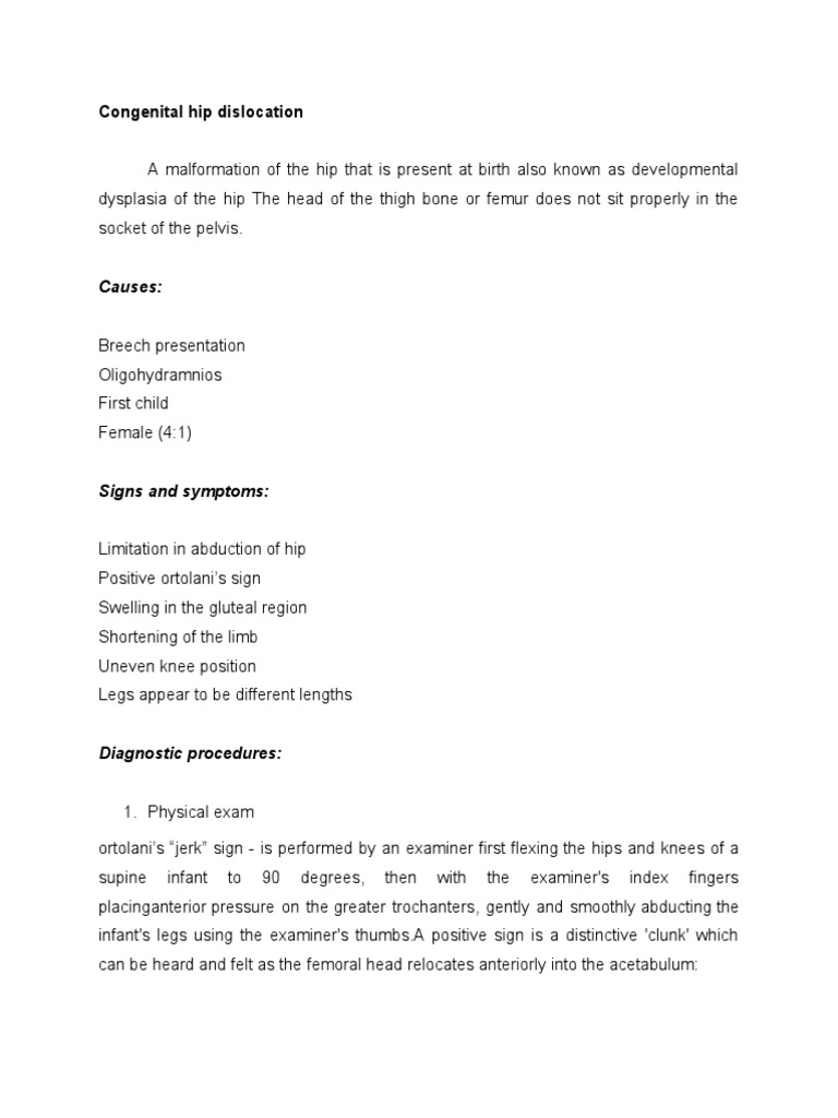 Congenital Hip Dislocation | PDF
