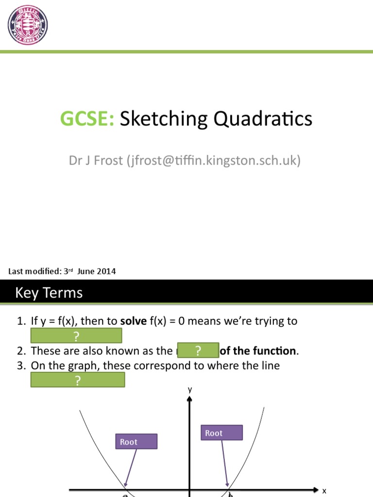Gcse:: Sketching Quadratics | PDF | Quadratic Equation | Equations