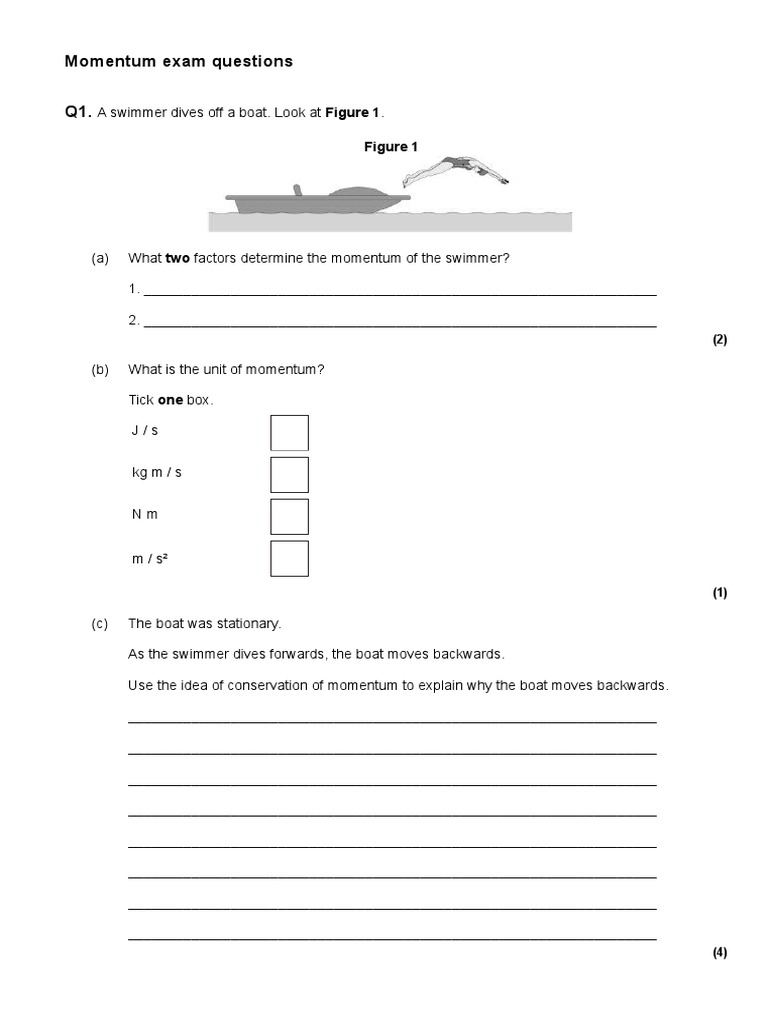 Momentum Exam Questions Q1 | PDF | Momentum | Drag (Physics)
