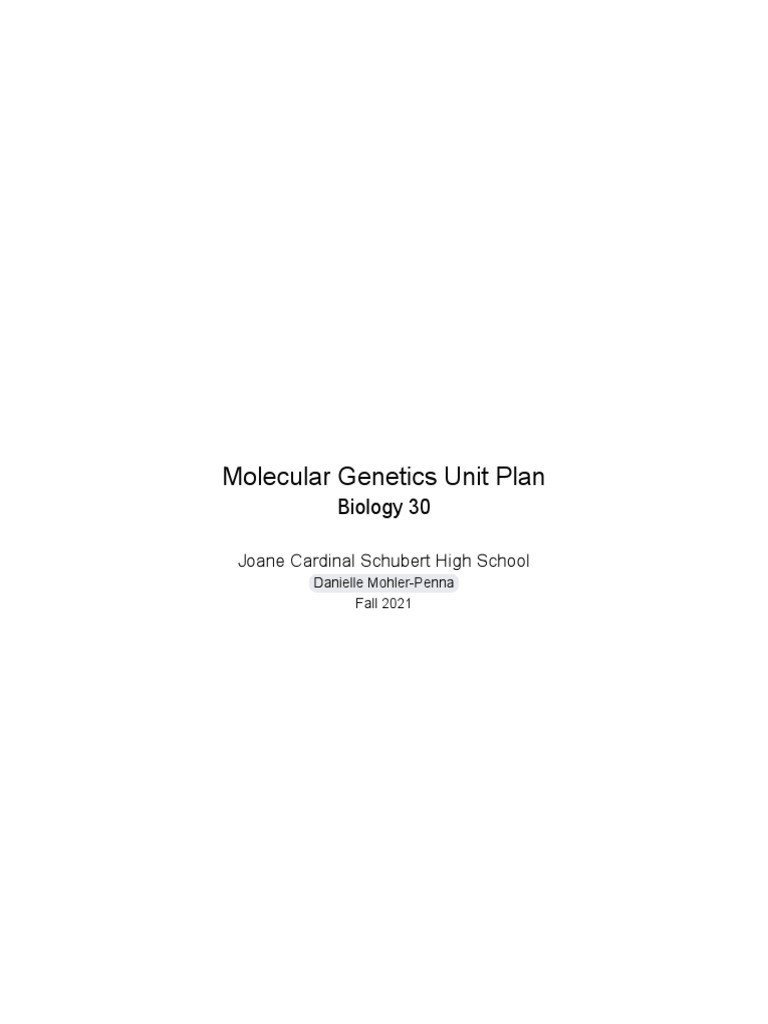 c3 Molecular Genetics Unit Plan | PDF | Translation (Biology) | Dna