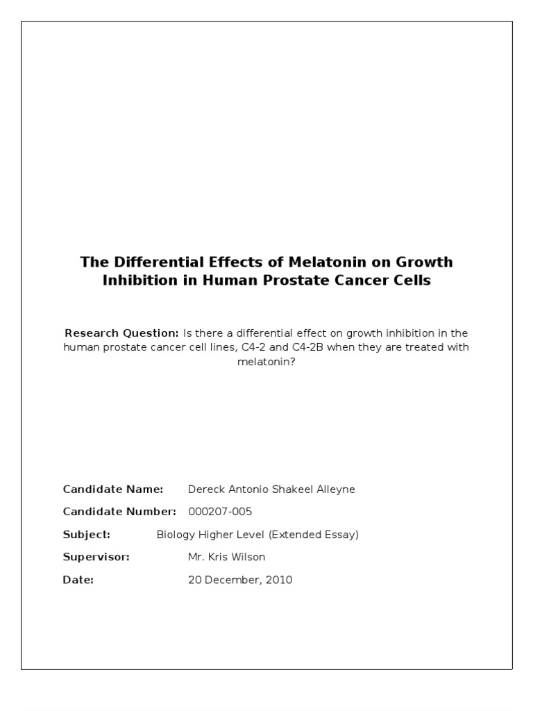 Real Extended Essay | PDF | Prostate Cancer | P Value