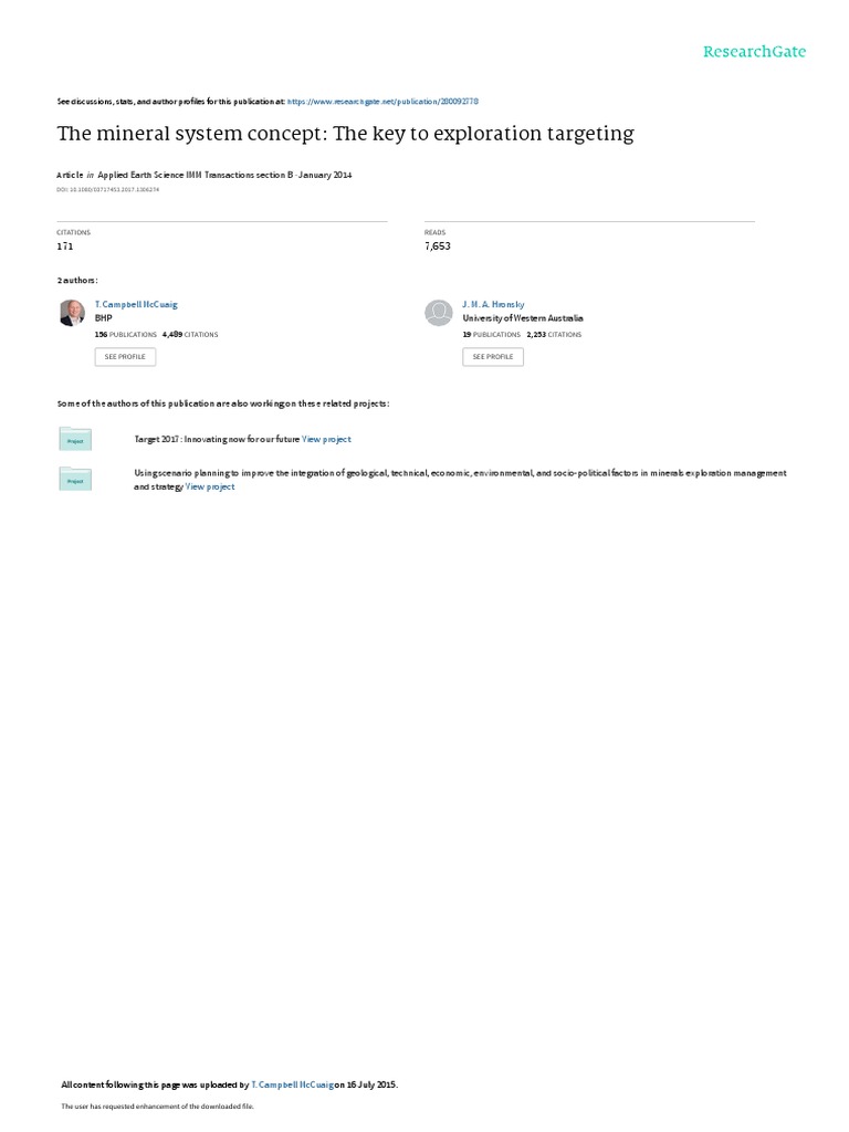 The Mineral System Concept: The Key To Exploration Targeting | PDF ...