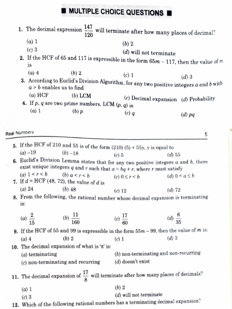 Multiple Choice Questions: Expression | PDF | Mathematics | Arithmetic