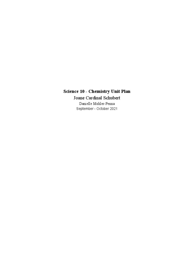 Science 10 Chemistry Unit Plan | PDF | Chemical Compounds | Chemistry