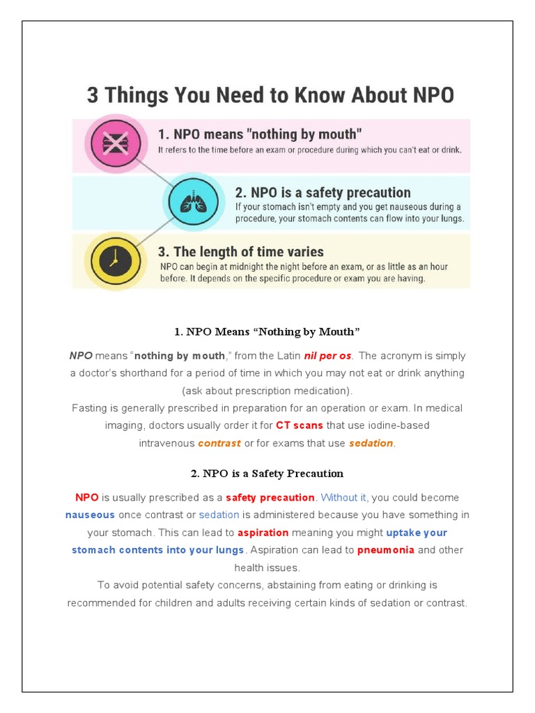 NPO Means "Nothing by Mouth," From The Latin | PDF | Anesthesia | Nausea