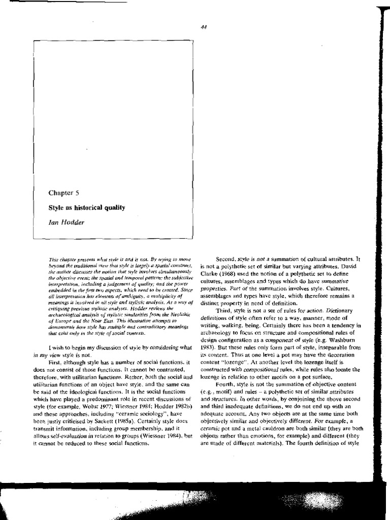 Ian Hodder-Style As Historical Quality | PDF