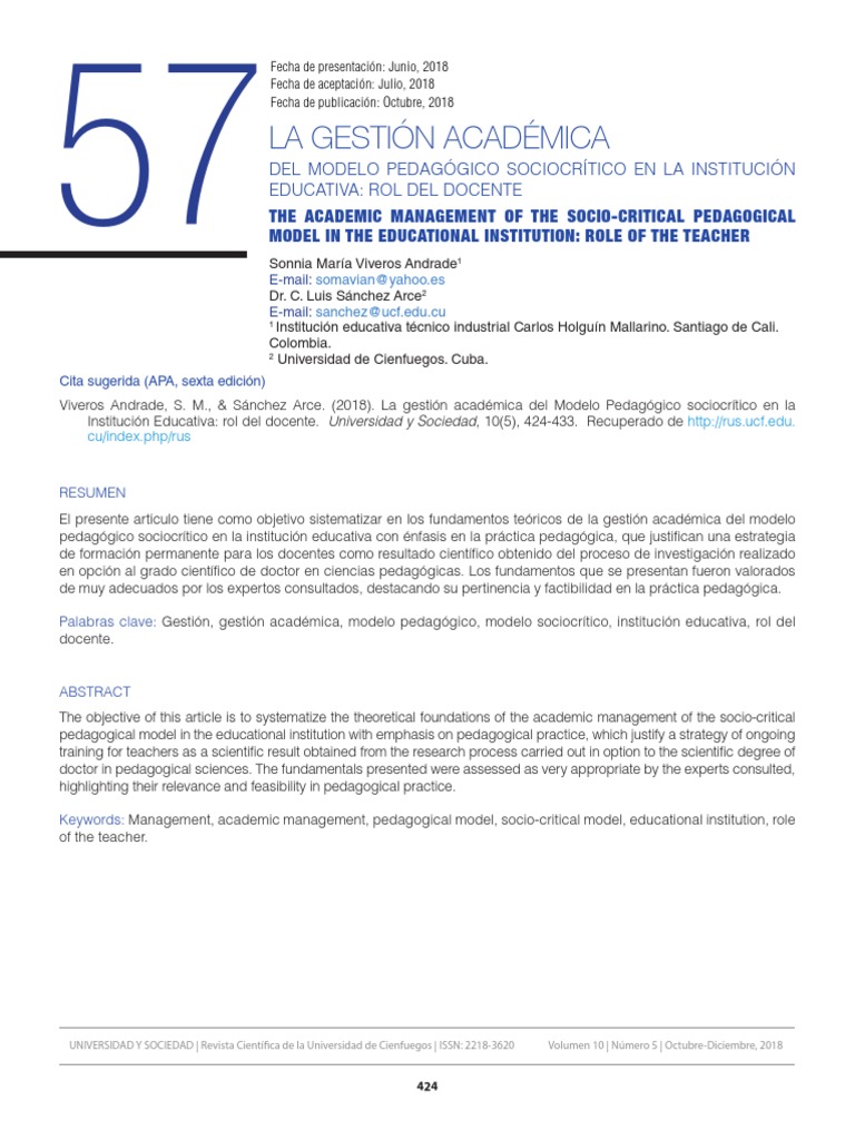 La Gestión Académica Del Modelo Pedagógico Sociocrítico | PDF ...
