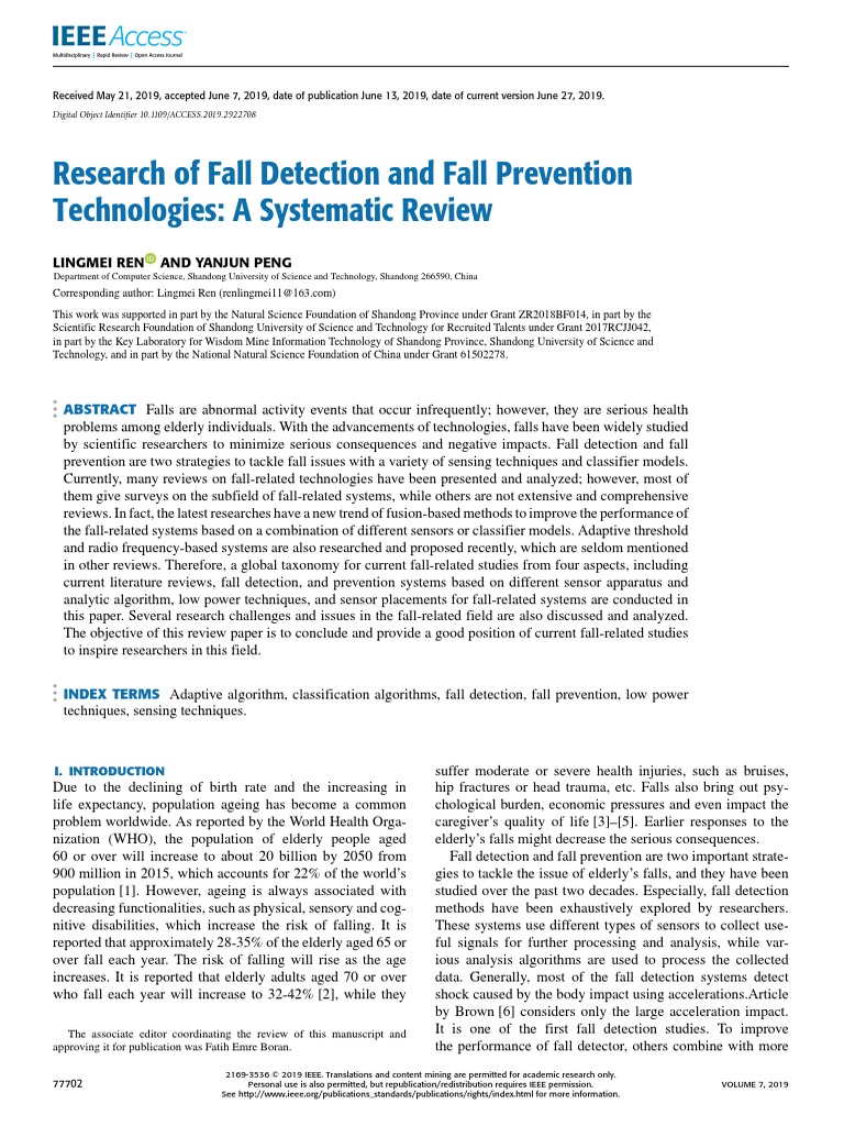 Research of Fall Detection and Fall Prevention Technologies A Systematic Review | Download Free ...