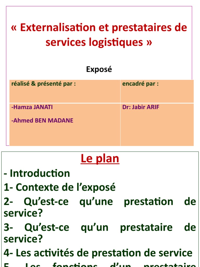 Externalisation Et Prestataires de Services Logistiques | PDF | Sous-traitance | Risque