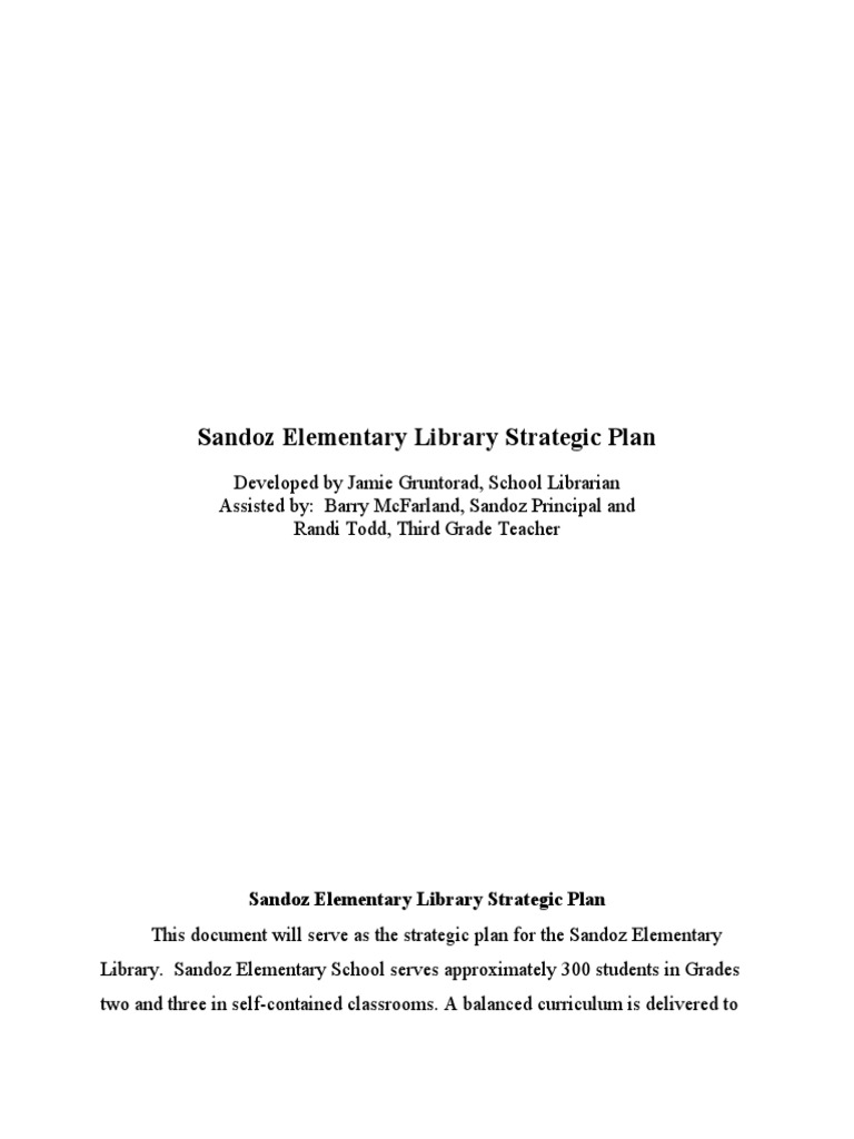 Sandoz Elementary Library Plan | PDF | School Library | Libraries