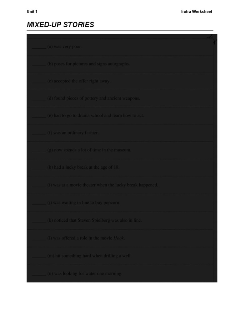 Mixed-Up Stories Extra Worksheet | PDF