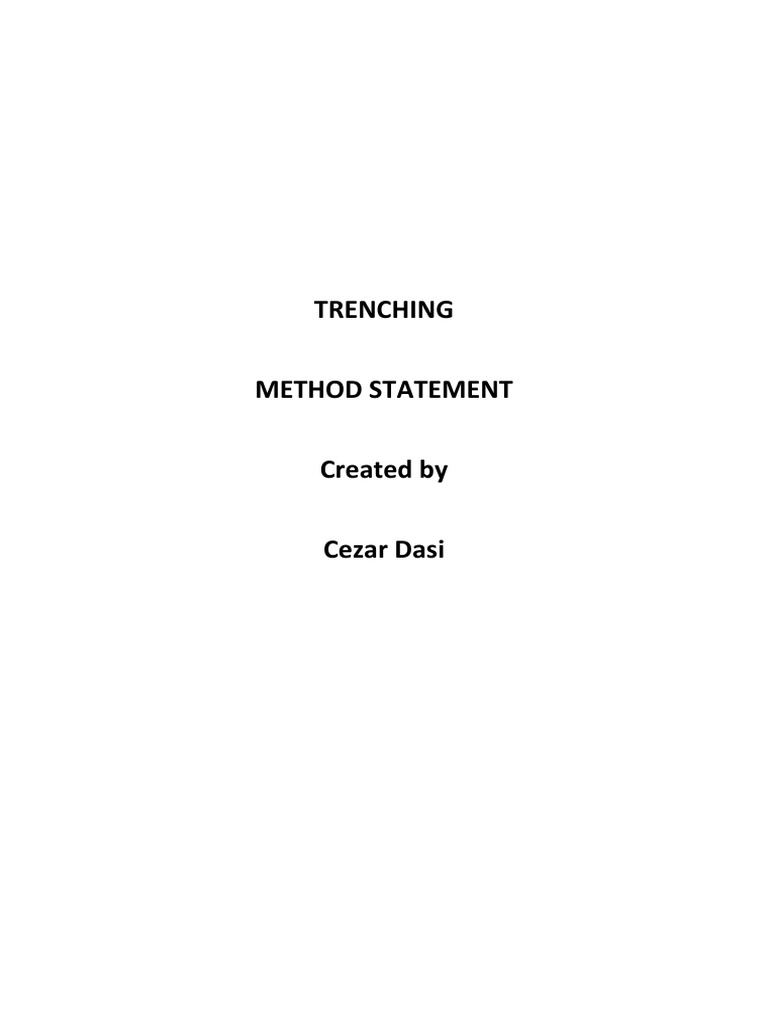 Trenching Method Statement Guide | PDF | Personal Protective Equipment ...