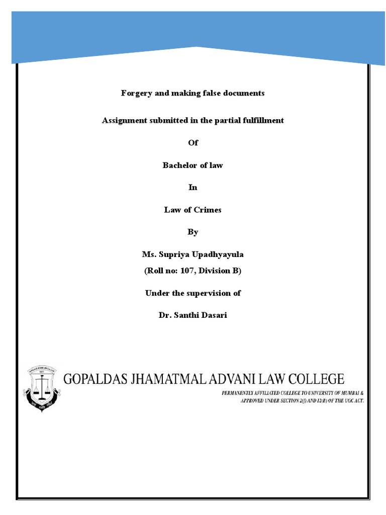Forgery and Making of False Documents | PDF | Forgery | Fraud