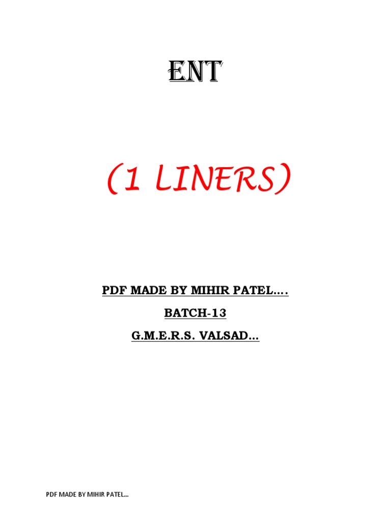 Ent 1 Liner PDF | PDF