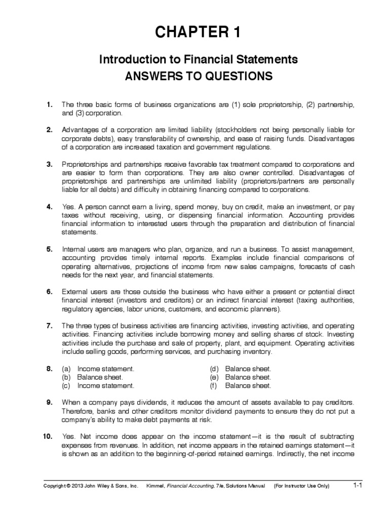 CH 1 - End of Chapter Exercises Solutions | PDF | Retained Earnings ...
