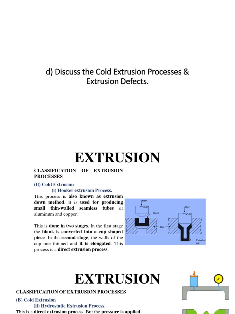D) Discuss The Cold Extrusion Processes & Extrusion Defects | PDF ...