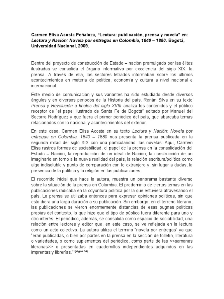 Carmen Elisa Acosta Peñaloza | PDF | Nación | Novelas