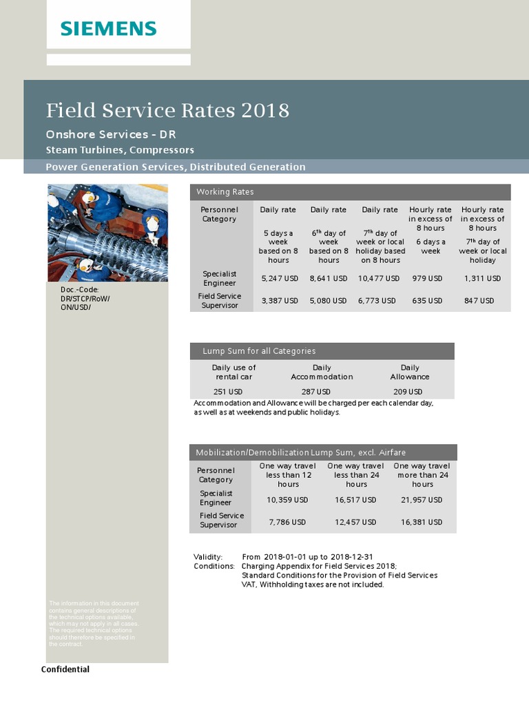 Field Service Rates 2018: Onshore Services - DR | PDF | Taxes ...