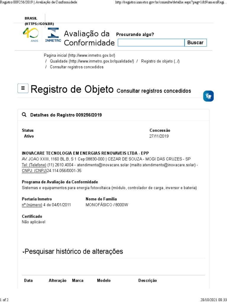 Certificado Inmetro Inversor | PDF | Informática