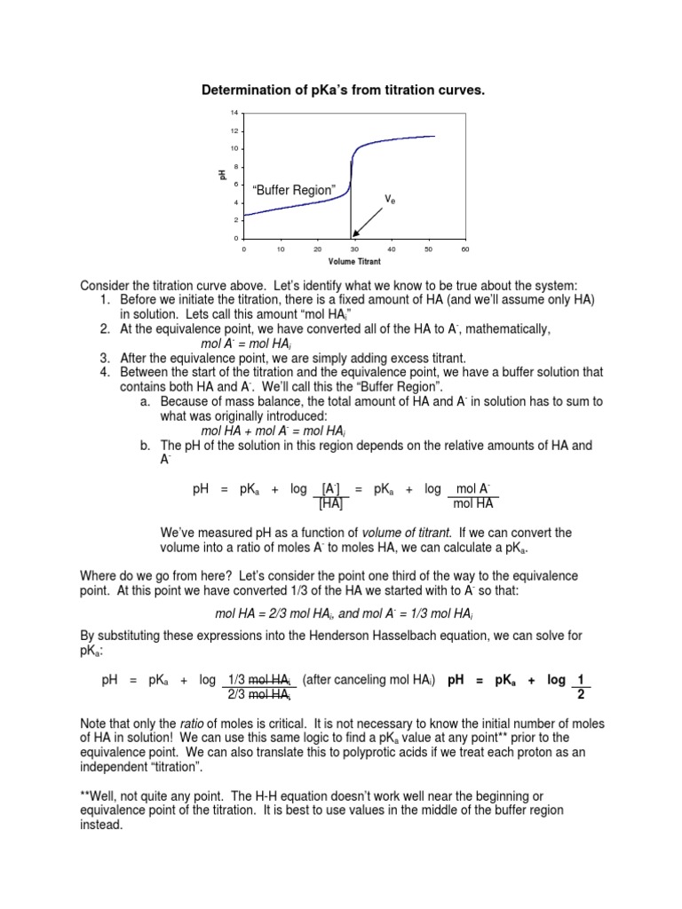 Determination of Pka From Titration Curves | PDF | Acid Dissociation ...