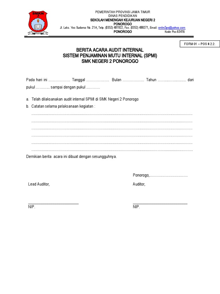 Berita Acara Audit Internal | PDF