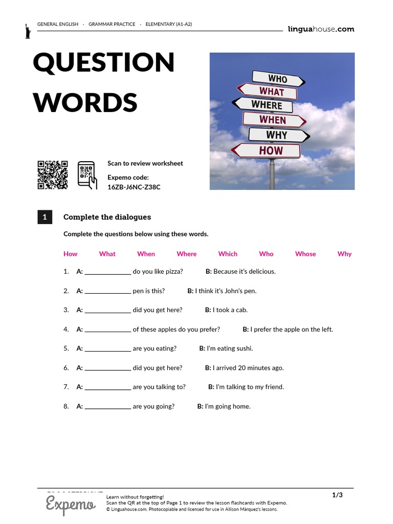 Question Words American English Teacher Ver2 BW | PDF | Learning | Communication