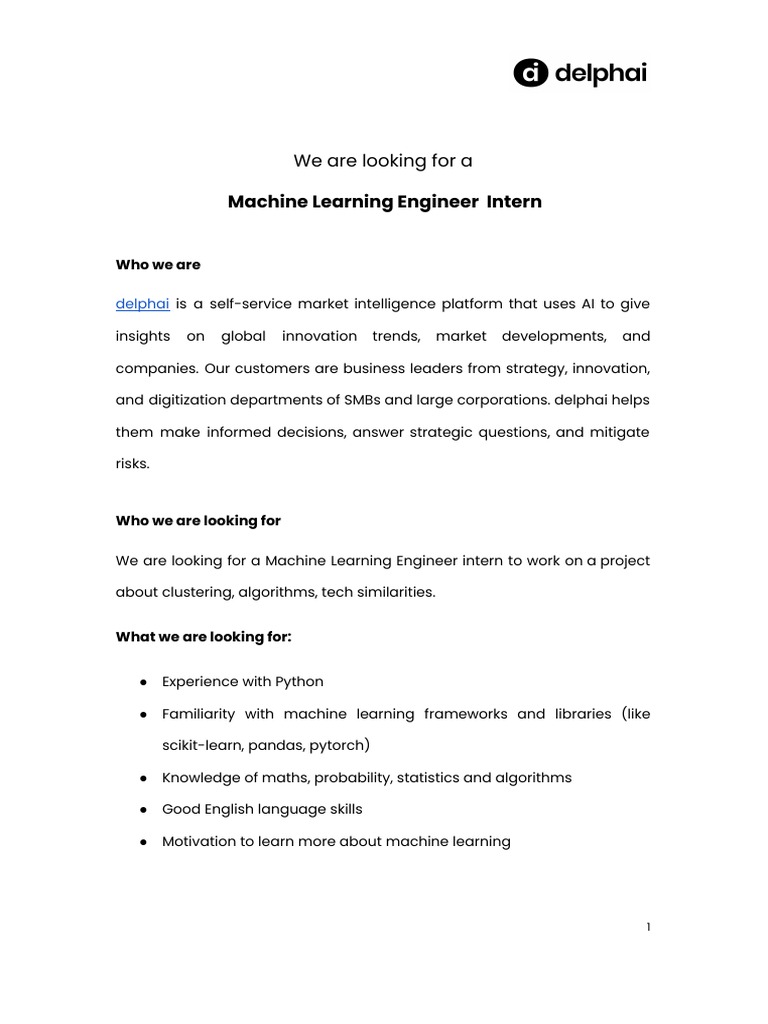 Machine Learning Internship at Delphai | PDF | Career & Growth
