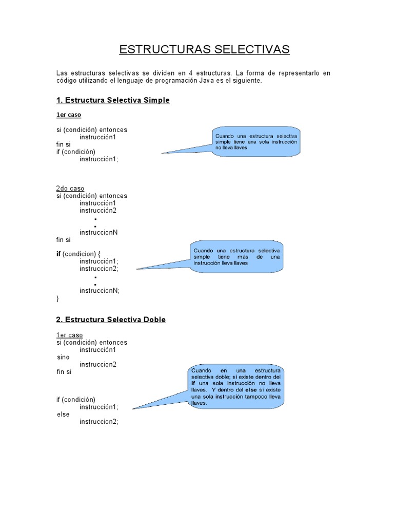 Estructuras Selectivas En Java Pdf Programación De Computadoras 8044