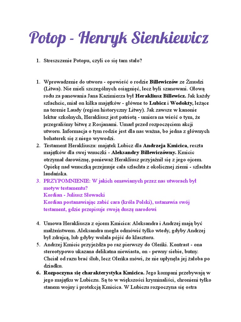 Potop - Henryk Sienkiewicz | PDF