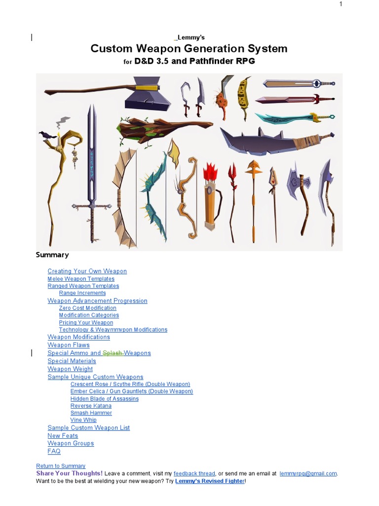 Lemmy's Custom Weapon Generation System | PDF | Ammunition | Firearms