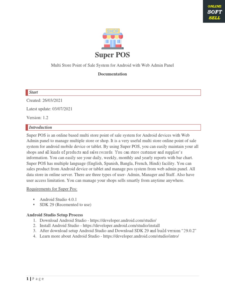 Super POS: Documentation | PDF | Point Of Sale | Android (Operating System)