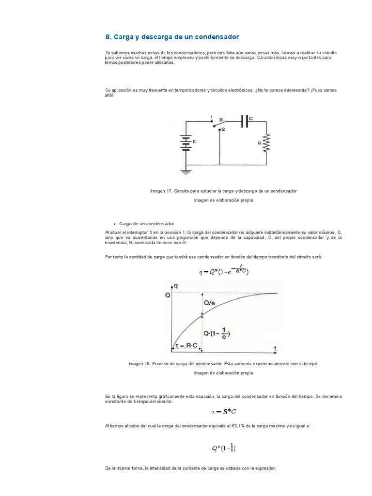 Carga y Descarga de Un Condensador | PDF | Condensador | Corriente eléctrica