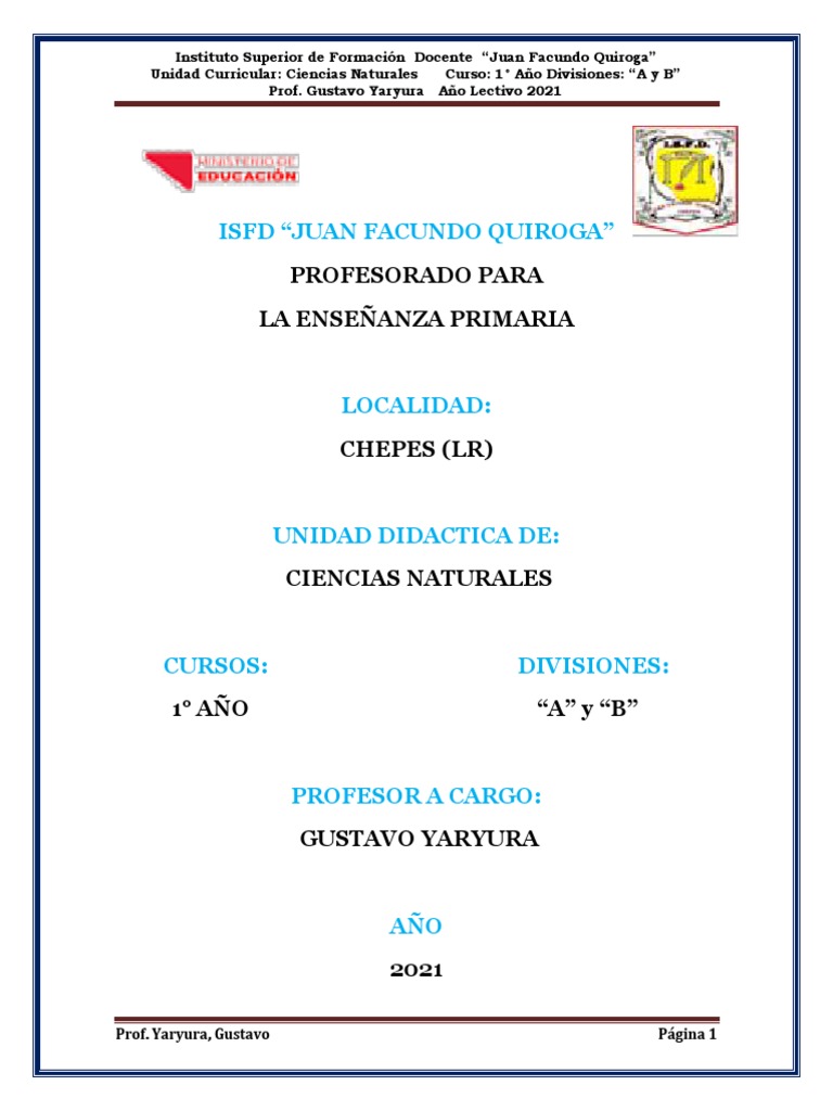 planificacion-ISFD NAT 21 | PDF | Organismos | Maestros