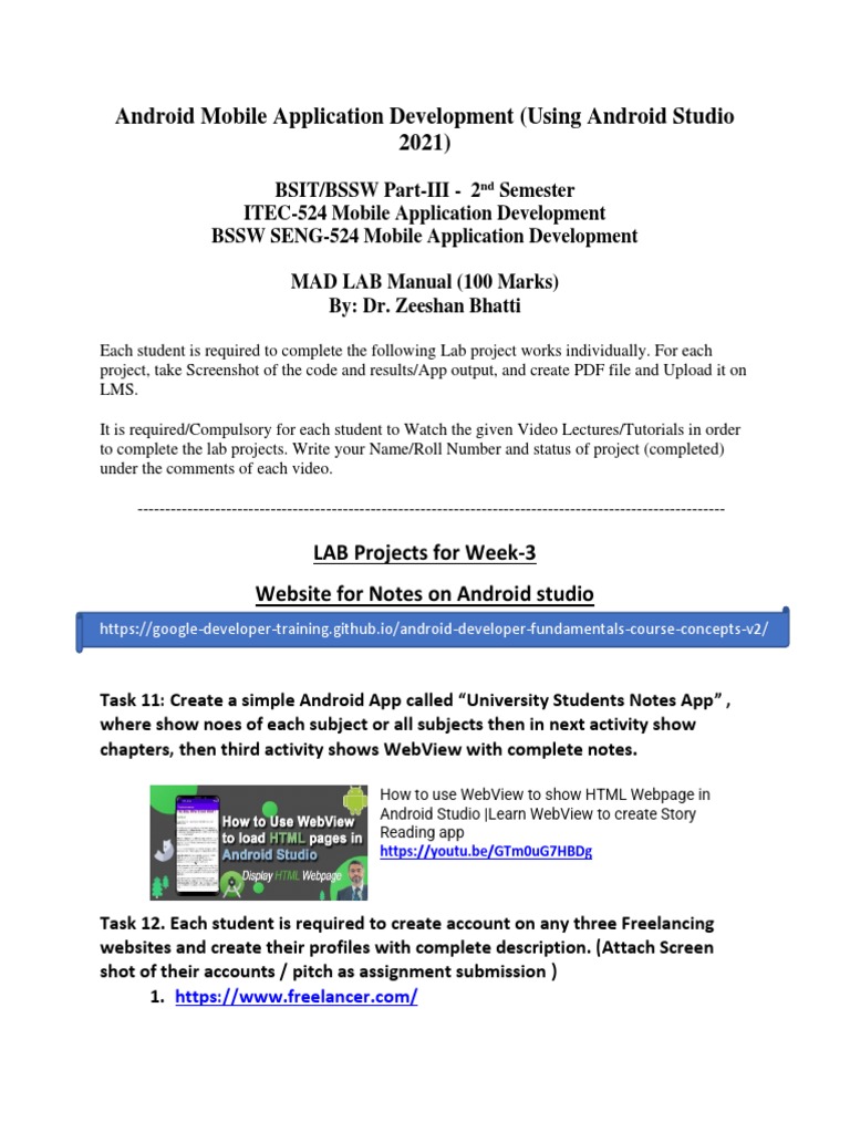 MAD Android LAb Manual Chapter 3 | PDF | Mobile App | Application Software