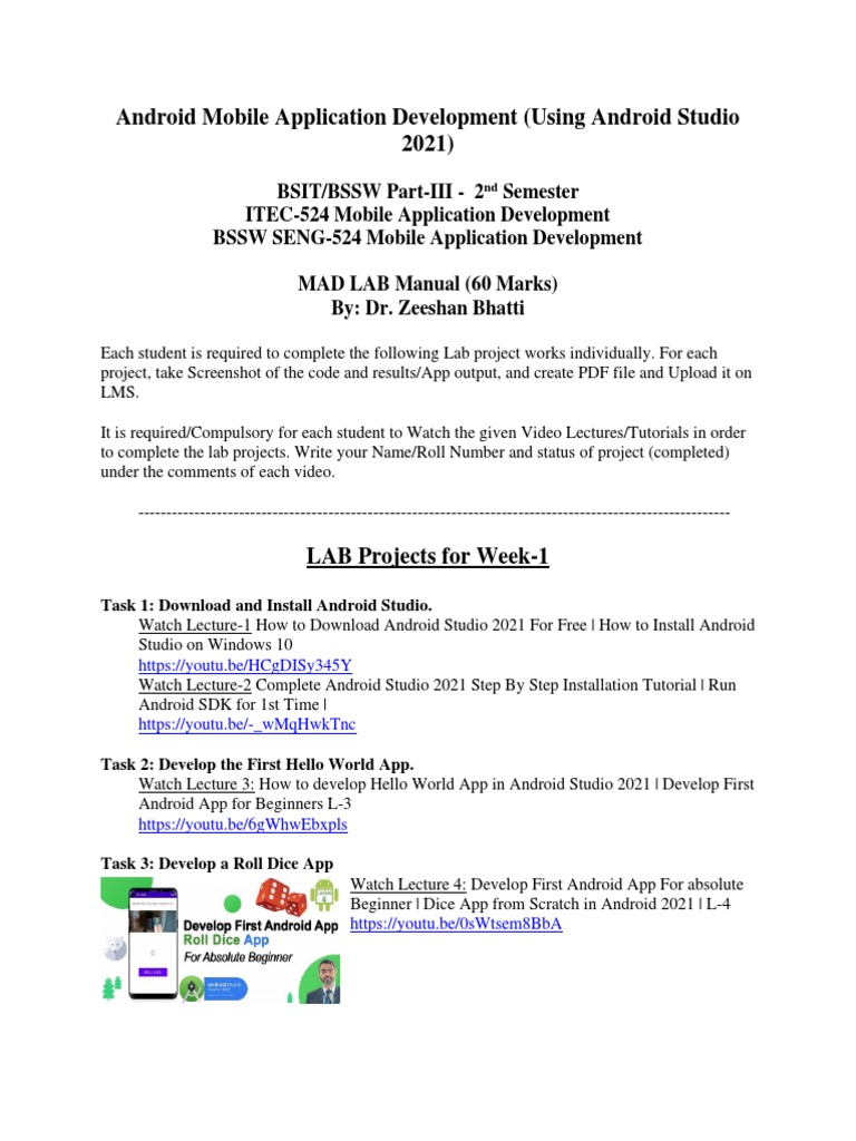 Android Application Development Assignments Lab Week 1 | PDF | Mobile App | Android (Operating ...