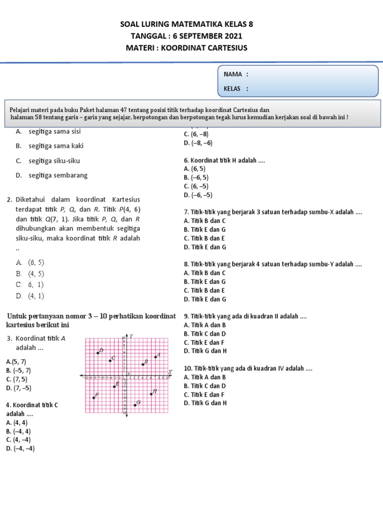 Soal Matematika Kelas 8 Koordinat | PDF