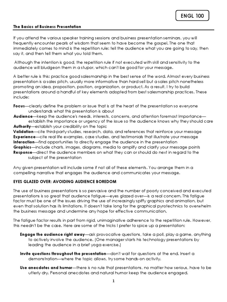 Reference 2 The Basics of Business Presentation 1 1 | PDF | Career ...