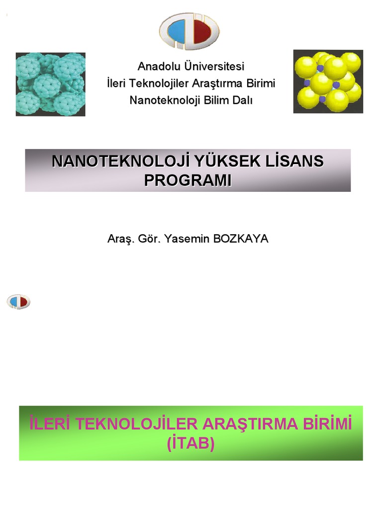 Nanoteknoloji Yuksek Lisans Programi | PDF